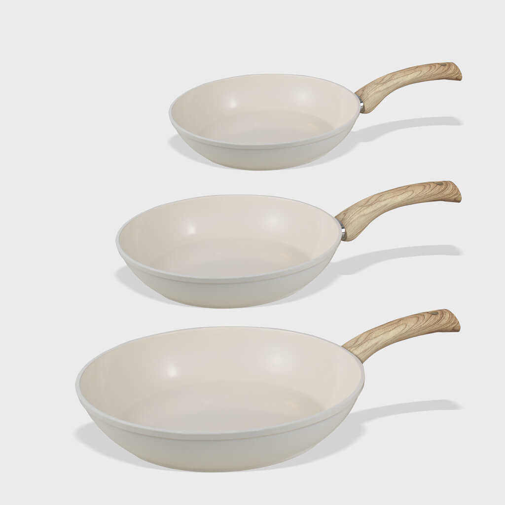 Cream frying pan set 3-piece PFAS-free | Go Ivory By C&P – Cook & Pan