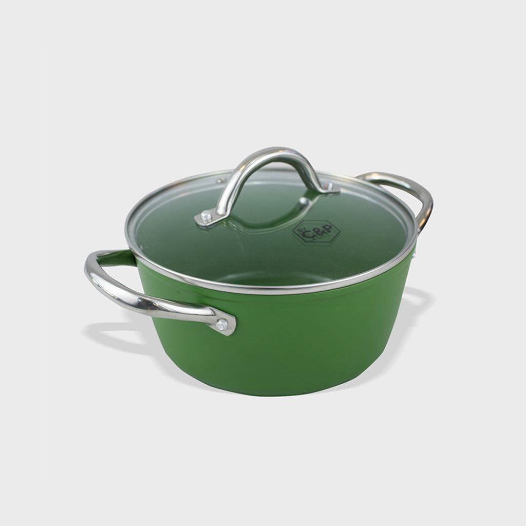 Green cooking pot 22 cm with lid | Go Green – Cook & Pan
